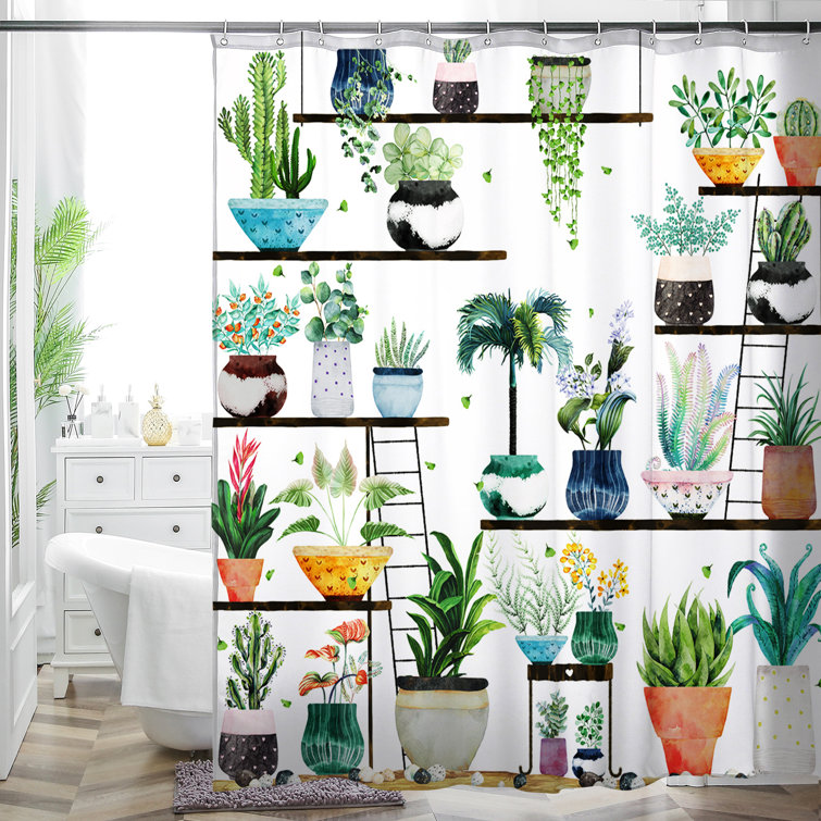 East Urban Home Floral Shower Curtain with Hooks Included & Reviews ...